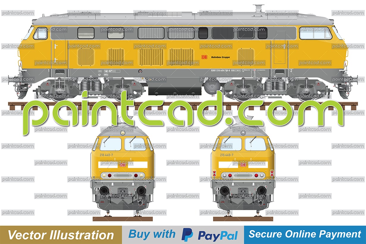 Locomotive Class 218 in yellow livery of DB Bahnbau Gruppe